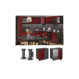 VICCO Eckunterschrank Küchenschrank Küchenmöbel R-Line J-Shape Anthrazit Rot 86 cm modern