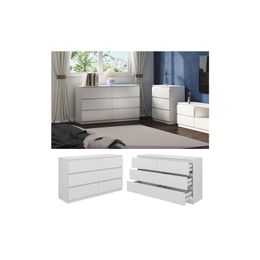 VICCO Kommode Calisto, Weiß 138 x 78,5 cm, mit 6 Schubfächer, Sideboard, Schrank