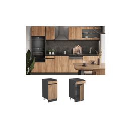 VICCO Schubunterschrank Küchenschrank Küchenmöbel R-Line J-Shape Anthrazit Eiche 40 cm modern