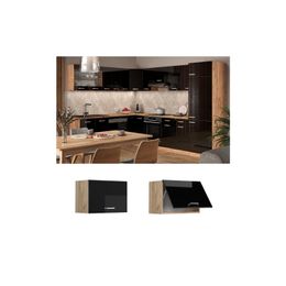 VICCO Hängeschrank flach Küchenschrank R-Line Solid Eiche Schwarz 60 cm modern