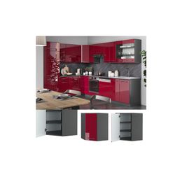 VICCO Eck Hängeschrank 57 cm Bordeaux Hochglanz Küchenschrank Hängeschrank Küchenzeile Fame-Line