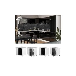 VICCO Eckunterschrank Küchenschrank R-Line Solid Weiß Schwarz 87 cm modern Arbeitsplatte