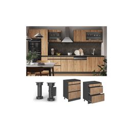 VICCO Schubladenunterschrank Küchenschrank Küchenmöbel R-Line J-Shape Anthrazit Eiche 60 cm modern