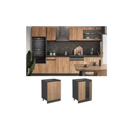 VICCO Unterschrank Küchenschrank Küchenmöbel R-Line J-Shape Anthrazit Eiche 60 cm modern