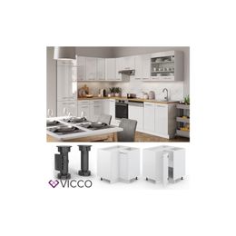 VICCO Eckunterschrank 87 cm Weiß Küchenzeile Unterschrank Fame