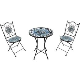 AXI Amélie Bistroset 3-teilig mit Mosaik Design Mehrfarbig Bistrotisch mit 2 Stühlen Bistro Gartenmöbel Set für Garten / Balkon / Terrasse Balkonset