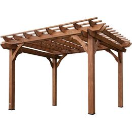 Pergola aus Holz 305x366 cm Terrassenüberdachung freistehend für den Garten Pavillon / Gartenpavillon Überdachung Wetterfest - Braun - Backyard