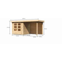 Woodfeeling Gartenhaus Askola aus Holz in Grau Gartenhütte Wandstärke: 19 mm Inklusive: Schleppdach Geräteschuppen - Grau - Karibu