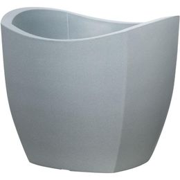 Scheurich - Wave Globe Cubo 50, Pflanzgefäß/Blumentopf/Pflanzkübel, rund, Farbe: Stony Grey, hergestellt mit recyceltem Kunststoff, 10 Jahre