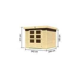 Karibu Woodfeeling Gartenhaus Askola 3,5 (optional mit Anbaudach Gartenhaus aus Holz, Geräteschuppen mit 19 mm Wandstärke inklusive Terrasse, Gerätehütte