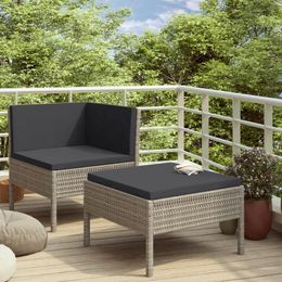 MAISONCHIC - 2-tlg. Garten-Lounge-Set Gartenmöbel-Set Terrassen-Sitzgruppe mit Auflagen Poly Rattan Grau ZDEH92473