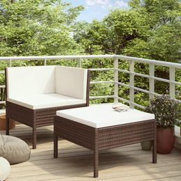 MAISONCHIC - 2-tlg. Garten-Lounge-Set Gartenmöbel-Set Terrassen-Sitzgruppe mit Auflagen Poly Rattan Braun ZDEH83168