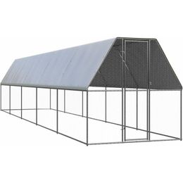 Outdoor-Hühnerkäfig 2x10x2 m Verzinkter Stahl Vidaxl Silber