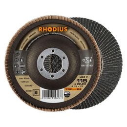Rhodius Abrasives - rhodius lsz f extended, 10 Stück, 115 mm, Korn 80, Fächerscheibe