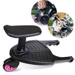 Hilfspedal Kinderroller für Kinderwagen Buggy Board Bis 25kg Sitz abnehmbar und montierbar Kinderwagen - Rosa - Swanew