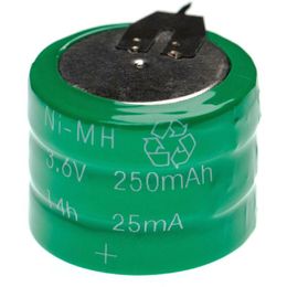 NiMH Ersatz Knopfzellen-Akku Typ V250H 250mAh 3,6V kompatibel mit Modellbau-Akkus, Solar-Leuchten uvm. - vhbw