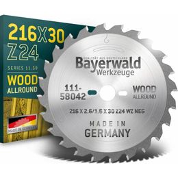 BAYERWALD WERKZEUGE - hm Kreissägeblatt - 216 x 2.6/1.6 x 30 Z24 wz neg.