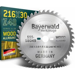 BAYERWALD WERKZEUGE Hm Kreissägeblatt - 216 x 2.6/1.6 x 30 Z48 wz neg.