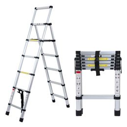 Swanew - Teleskopleiter Ausziehleiter Klappleiter Stabil Aluminium Stehleiter 1.7m+2.0m - Silber