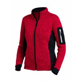 Marieke Strick-Fleece-Jacke Damen, rot-schwarz, Gr. 2XL - rot/schwarz - FHB