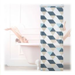 Duschrollo, 60x240 cm, Dreieck Muster, Seilzug, flexible Montage, Duschvorhang für Badewanne und Fenster, bunt - Relaxdays