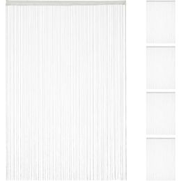 Relaxdays 5 x Fadenvorhang weiß, kürzbar, mit Tunneldurchzug, für Türen & Fenster, waschbar, Fadengardine, 145x245 cm, white