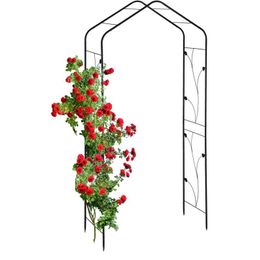 Rosenbogen Metall, Torbogen Garten, HxBxT: 213 x 106 x 41 cm, stabiler Rankbogen für Kletterpflanzen, schwarz - Relaxdays