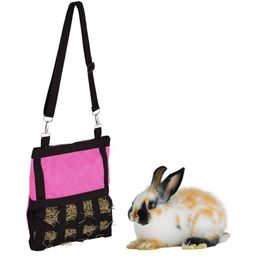 Heutasche für Kleintiere, aus Stoff, HxB 30 x 30 cm, für Kaninchen, Meerschweinchen, Hamster, pink/schwarz - Relaxdays