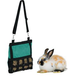 Heutasche für Kleintiere, aus Stoff, HxB 30 x 30 cm, für Kaninchen, Meerschweinchen, Hamster, grün/schwarz - Relaxdays