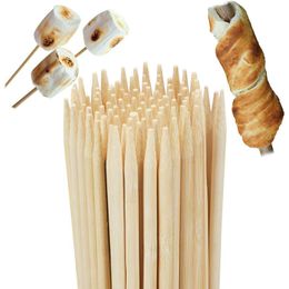 Relaxdays - Stockbrot Spieße aus Bambus, 200er Set, 90 cm lange Marshmallowspieße, Lagerfeuer, Grillspieße ø 5 mm, natur