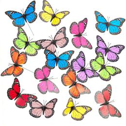 Relaxdays - Gartendeko Schmetterling, 48er Set, Gartenstecker, 31cm hoch, Topfstecker, Outdoor Deko, Metallstab, pvc, bunt