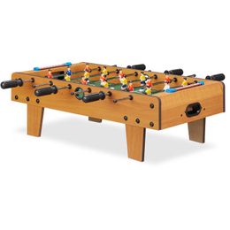 Tischkicker, Tischfussball Kinder und Erwachsene, Fußball Tischspiel, Holz-Optik, b x t 69 x 37 cm, grün-braun - Relaxdays