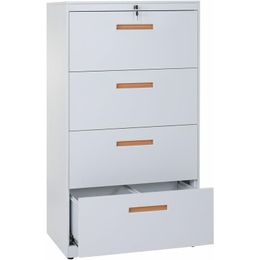 Neuwertig] Hängeregisterschrank HHG 042, Aktenschrank Büroschrank Stahlschrank, A4 abschließbar 132x76x46cm weiß - white