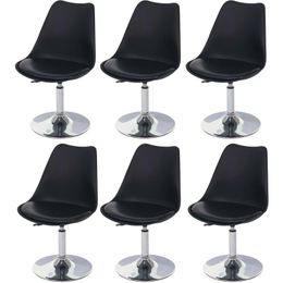 HHG - 6er-Set Drehstuhl Vaasa T501, Stuhl Küchenstuhl, höhenverstellbar, Kunstleder schwarz - black