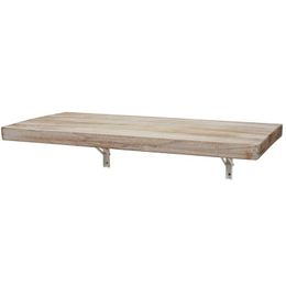 HHG - neuwertig] Wandtisch 418, Wandklapptisch Wandregal Tisch, klappbar Massiv-Holz 100x50cm naturfarben - brown