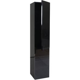 HHG - Hängeschrank 618, Midischrank Hochschrank Badezimmer Badmöbel, hochglanz 150x30cm schwarz - black