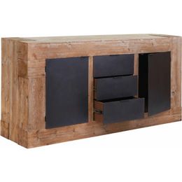 Neuwertig] Sideboard HHG 758, Kommode Schrank Anrichte, Tanne Holz rustikal massiv MVG-zertifiziert 90x160x45cm 67kg - brown