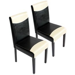 HHG 2er-Set Esszimmerstuhl Küchenstuhl Stuhl Littau schwarz-weiß, dunkle Beine - black