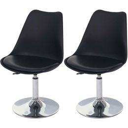 HHG 2er-Set Drehstuhl Vaasa T501, Stuhl Küchenstuhl, höhenverstellbar, Kunstleder schwarz - black