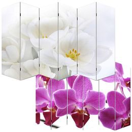 HHG Foto-Paravent Paravent Raumteiler Spanische Wand Bagheria MVG-zertifiziert 180x240cm, Orchidee - multicolour