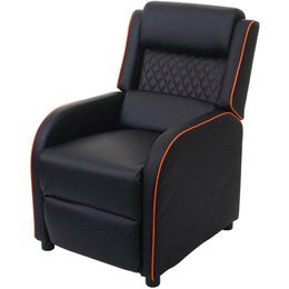 Fernsehsessel HHG 865, Relaxsessel Liege Sessel TV-Sessel, Kunstleder schwarz-orange - black