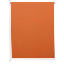 Rollo HHG 367, Fensterrollo Seitenzugrollo Jalousie, Sonnenschutz Verdunkelung blickdicht 120x160cm orange - orange