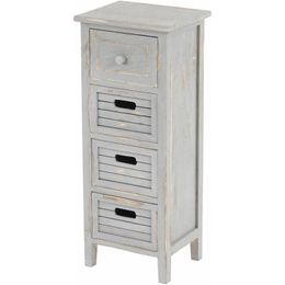 HHG [NEUWERTIG] Kommode H18, Schubladenschrank Schrank, 4 Schubladen, 74x30x25cm Shabby-Look Vintage grau - grey