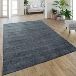 Paco Home - Teppich Handgefertigt Hochwertig Baumwolle Viskose Elegant Meliert In Anthrazit 80x150 cm