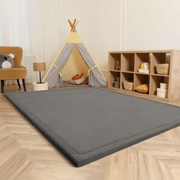 Kinderteppich Kinderzimmer Teppich Baby Spielteppich Flauschig Rutschfest Deko Grau, 100x200 cm - Paco Home