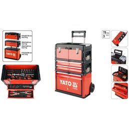 Yato - Werkzeug Trolley Werkzeugkoffer 4 Tlg Sortiment Bestückt 78 Tlg Werkzeugkiste Werkzeugbox Werkstattwagen