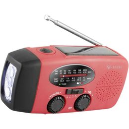 PCE X4 Tech Notfallradio fm, am, kw Akku-Ladefunktion, Handkurbel, Solarpanel, Taschenlampe, wiederau