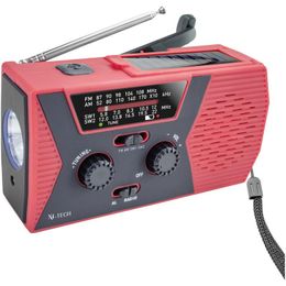PCE X4 Tech Notfallradio fm, am, kw Akku-Ladefunktion, Handkurbel, Solarpanel, Taschenlampe, wiederau