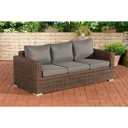 CLP Polyrattan 3er-Sofa Bilbao / Madeira 5mm braun-meliert eisengrau