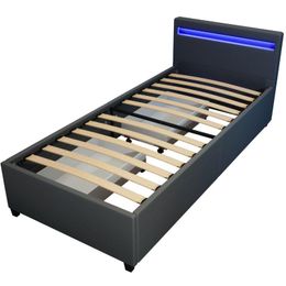 Led Bett nube - Dunkelgrau, 90 x 200 cm - inkl. Lattenrost und Schubladen i Polsterbett Design Bett inkl. Beleuchtung - Home Deluxe